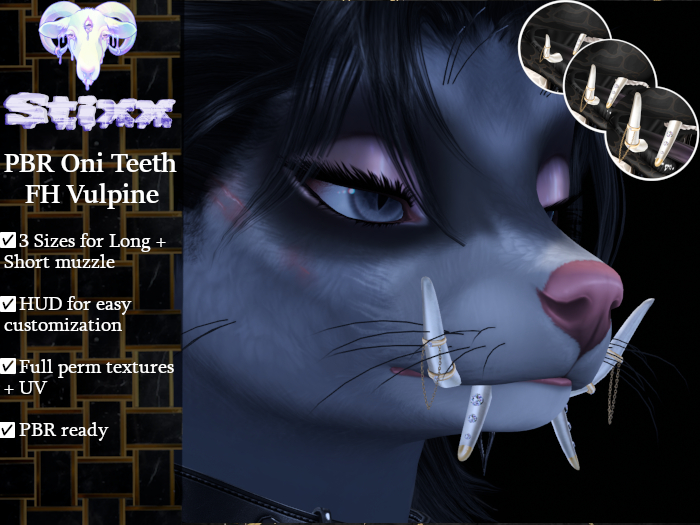 Second Life Marketplace - Stixx - PBR Vulpine Oni Teeth