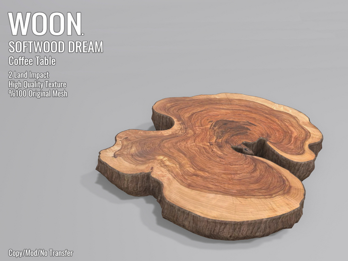 Second Life Marketplace - WOON. - Softwood Dream - Coffee Table