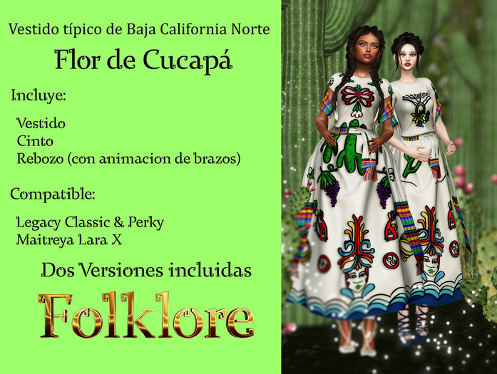 Second Life Marketplace - Folklore: Vestido Baja California Norte Flor ...