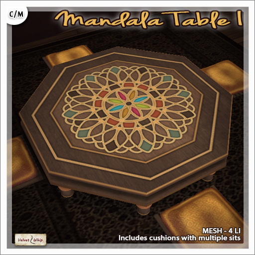 Second Life Marketplace - [V/W] Mandala Table I - Oriental Low Table ...