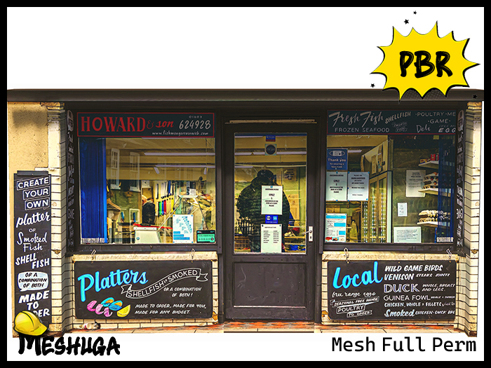 Second Life Marketplace - Meshuga PBR Fresh Fish Shop Backdrop FULL ...