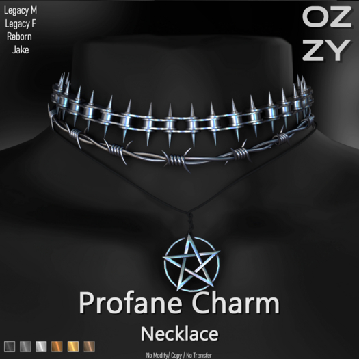 Second Life Marketplace - OZZY - Profane Charm Necklace - FATPACK