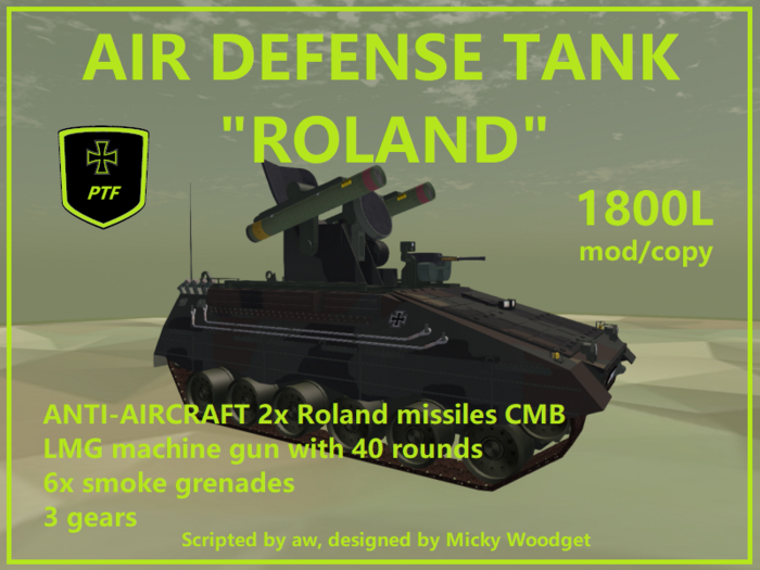 Second Life Marketplace - PTF Air Defense Tank Roland