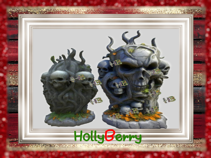 Second Life Marketplace - HB: Stone Halloween Skulls Statue FuLL PERM