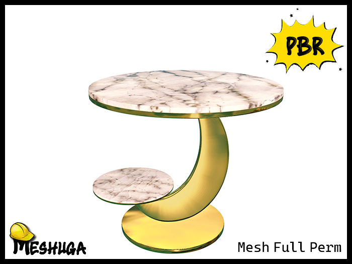 Second Life Marketplace - Meshuga PBR Moon Gold Side Table FULL PERM MESH