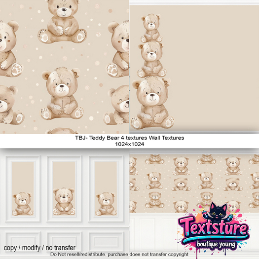 Second Life Marketplace - TBJ- Teddy Bear 4 textures Wall Textures ...