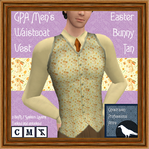 Second Life Marketplace - GPA Men's Waistcoat Vest - Easter Bunny Tan v.2