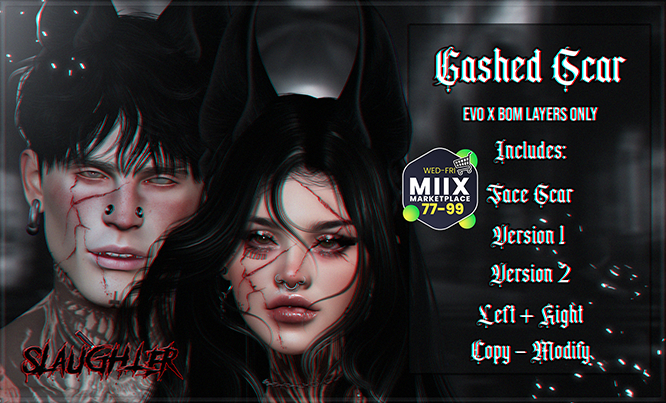 Second Life Marketplace - SLAUGHTER - GASHED SCAR EVO X BOM