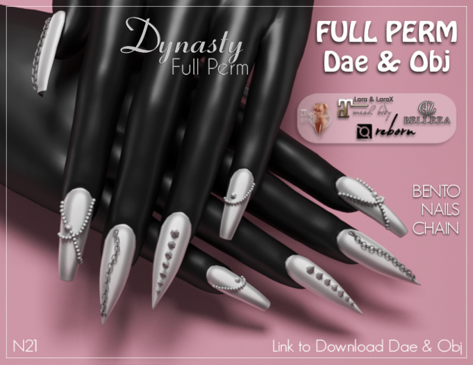 Second Life Marketplace - Dynasty - Nails BENTO - Dae & Obj N21 (CHAIN)