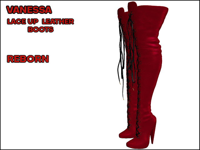 Second Life Marketplace - Vanessa Leather Boots,Red,Reborn