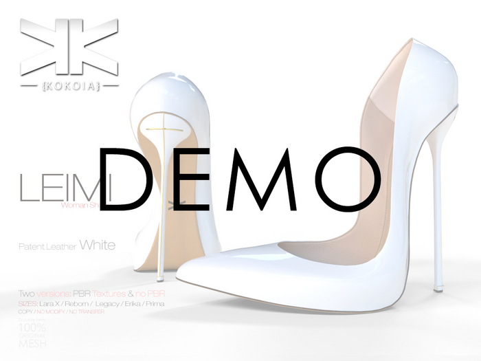 Second Life Marketplace - Demo :: Leimi :: Woman Shoes :: PL White :: {kokoia}