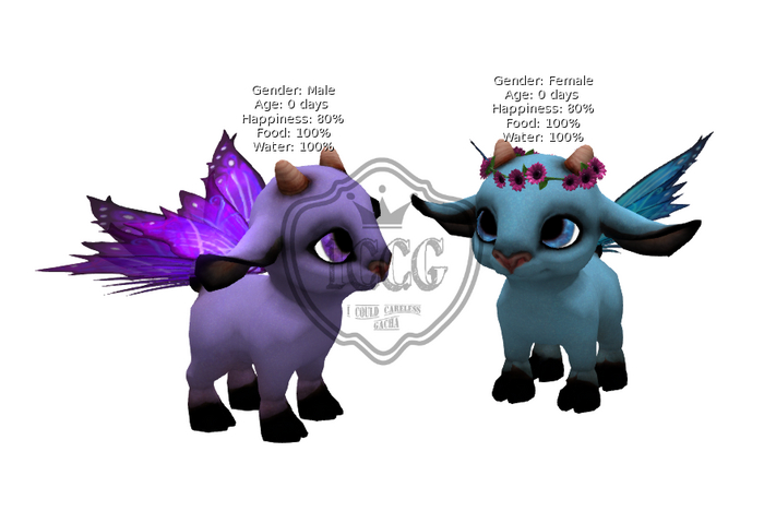 Second Life Marketplace - DFS FF Whimsy Goat Pair (Purple Male/Blue Female)