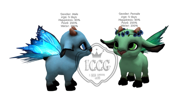 Second Life Marketplace - DFS FF Whimsy Goat Pair (Blue Male/Green Female)
