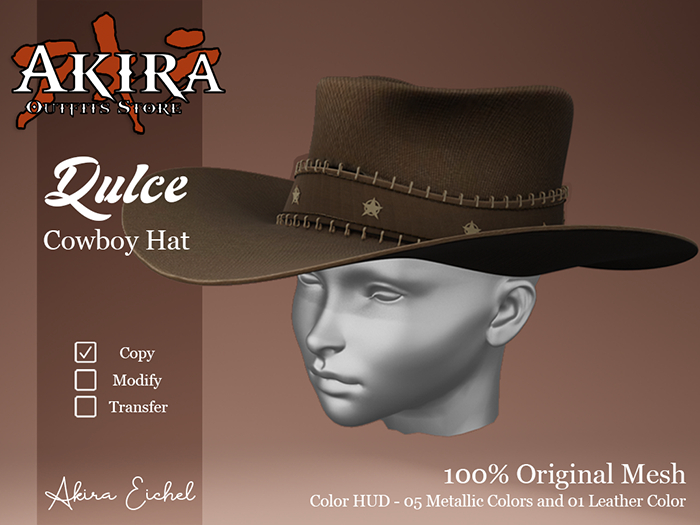 Second Life Marketplace - Akira Store - Dulce - Cowboy Hat - Leather 03