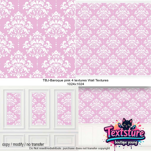 Second Life Marketplace - TBJ-Baroque pink 4 textures Wall Textures ...