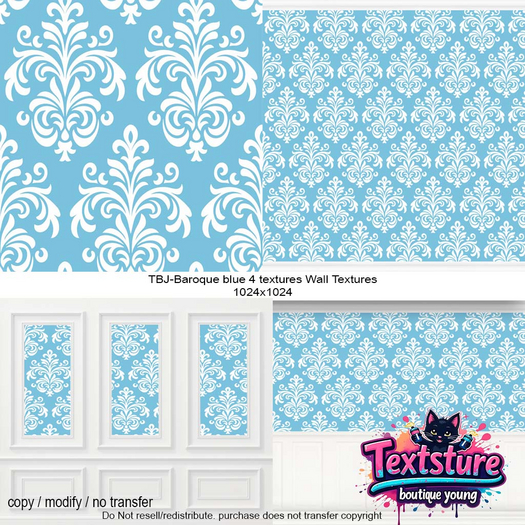 Second Life Marketplace - TBJ-Baroque blue 4 textures Wall Textures ...