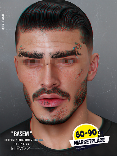 Second Life Marketplace - UNLEASH - Basem Facial hair FATPACK // EVOX
