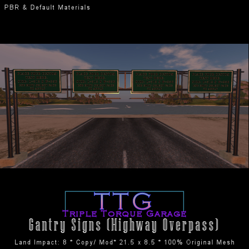 Second Life Marketplace - TTG Gantry Signs (Highway Overpass)