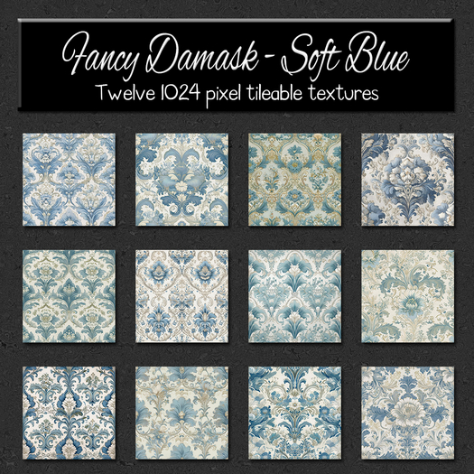 Second Life Marketplace - *Wallflowers* Fancy Damask - Soft Blue