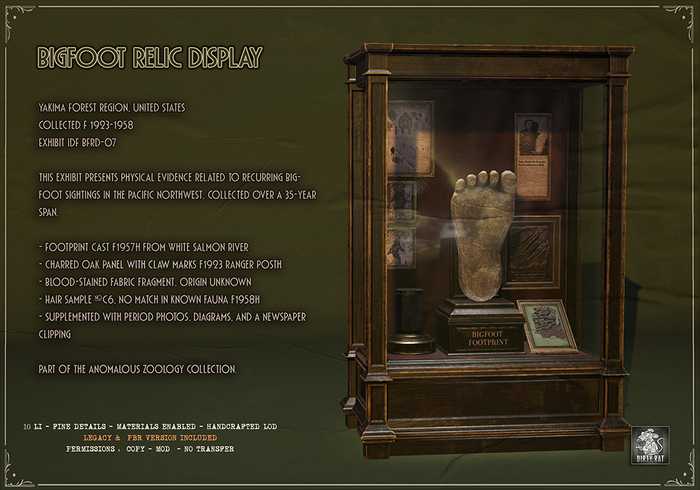 Second Life Marketplace - Dirty Rat - Bigfoot Relic Display