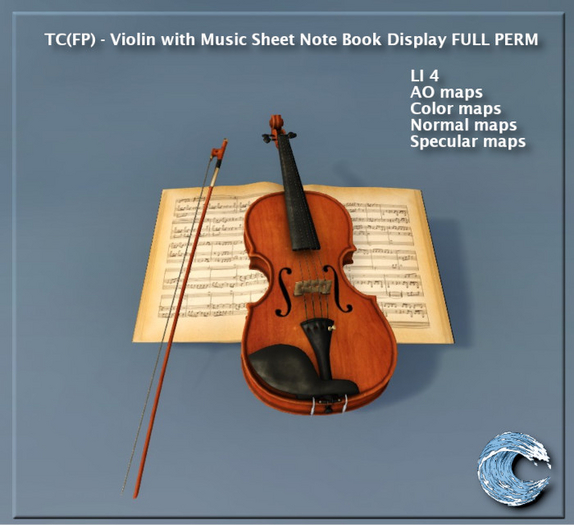 Second Life Marketplace - TC(FP) - Violin with Music Sheet Note Book ...
