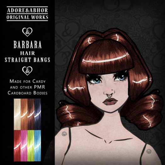 Second Life Marketplace - Barbara Hair Straight Bangs FATPACK [Cardy]