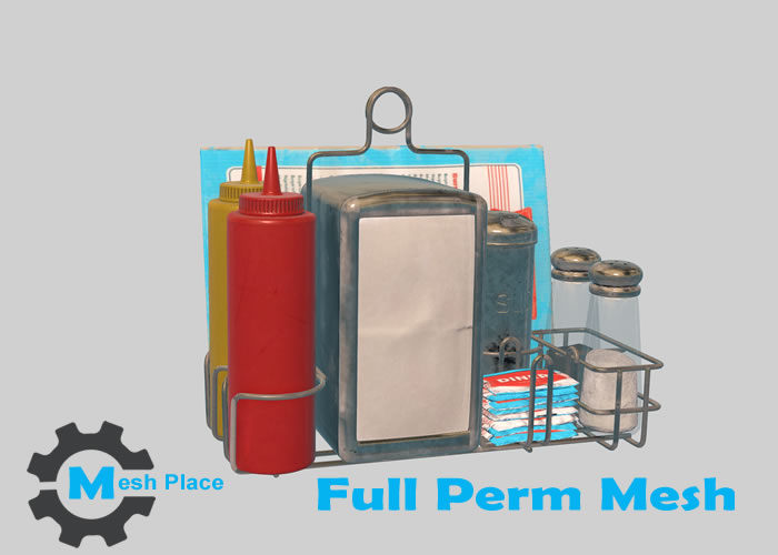 Second Life Marketplace - Mesh Place Retro Diner PBR Condiment Caddy ...