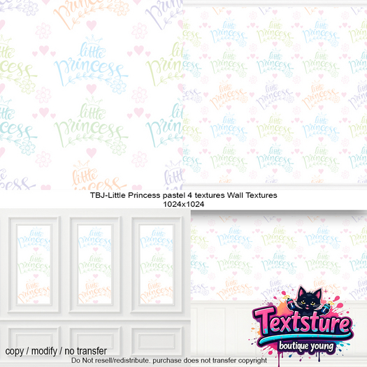 Second Life Marketplace - TBJ-Little Princess pastel 4 textures Wall ...
