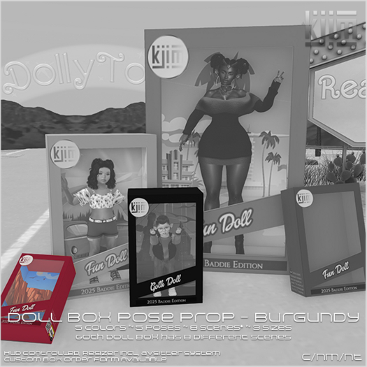 Second Life Marketplace - KJim: Doll Box Pose Prop - Burgundy