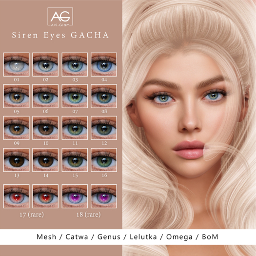 Second Life Marketplace - AG. Siren Eyes Gacha - Lelutka Evo - 09