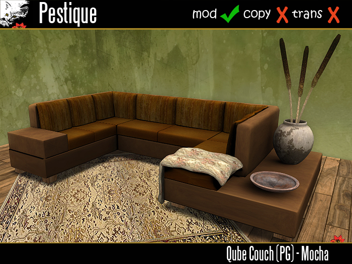 Second Life Marketplace - Qube Corner Couch (PG) - Mocha