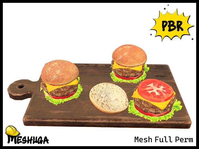 Second Life Marketplace - Meshuga PBR Burger Board FULL PERM MESH