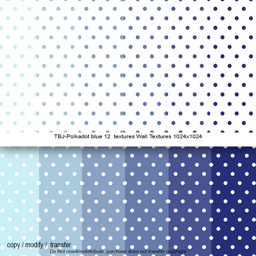 Second Life Marketplace - TBJ-Polkadot blue 12 textures Wall Textures ...