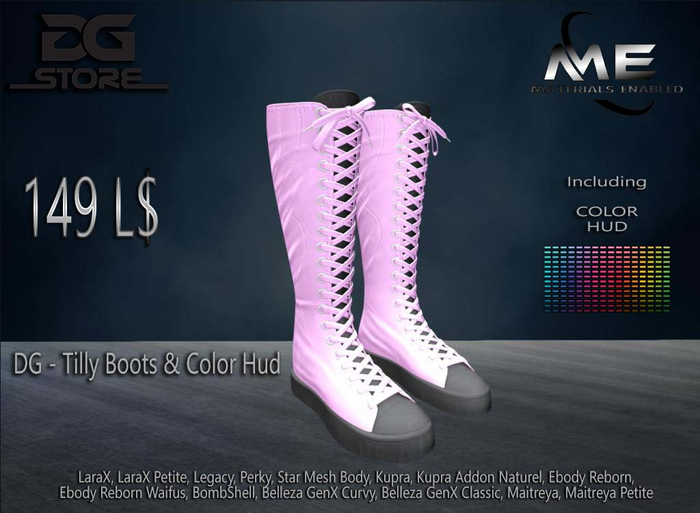 Second Life Marketplace - DG - Tilly Boots & Color Hud - Unpacker