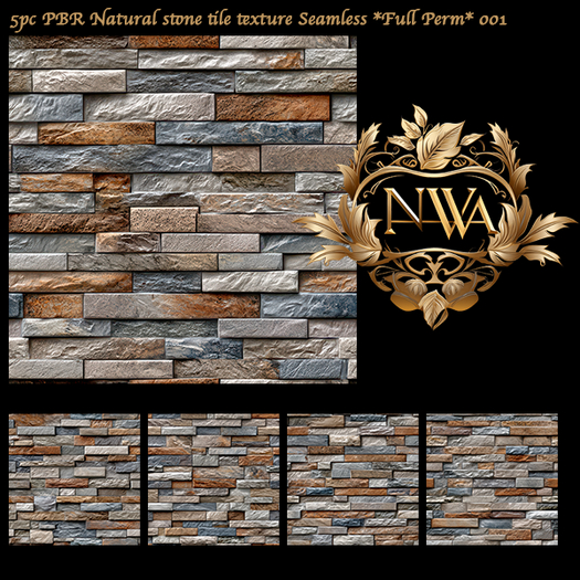 Second Life Marketplace - 5pc PBR Natural stone tile texture Seamless ...