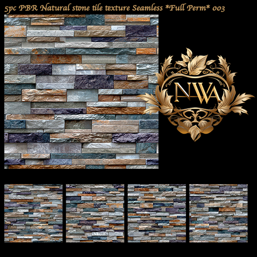 Second Life Marketplace - 5pc PBR Natural stone tile texture Seamless ...
