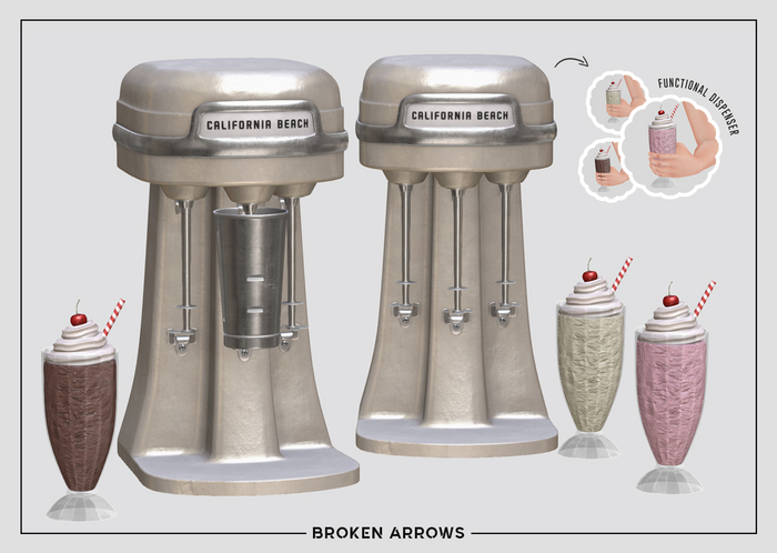 Second Life Marketplace - BROKEN ARROWS - Retro Milkshake - Machine - Beige