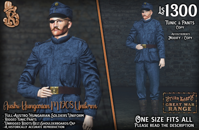 Second Life Marketplace - [Sturm Korp.] Austro Hungarian M1908 Uniform