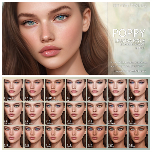Second Life Marketplace - #5 Icy - Poppy Evo X - amara beauty