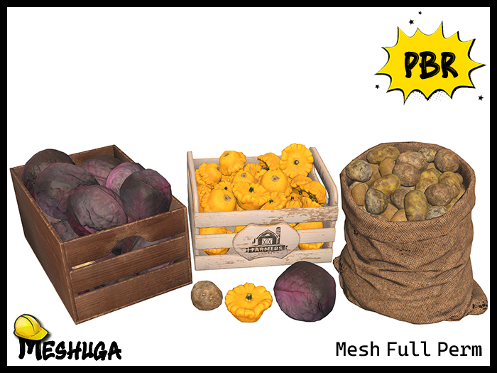 Second Life Marketplace - Meshuga PBR Market Patisson Cabbage Potato ...