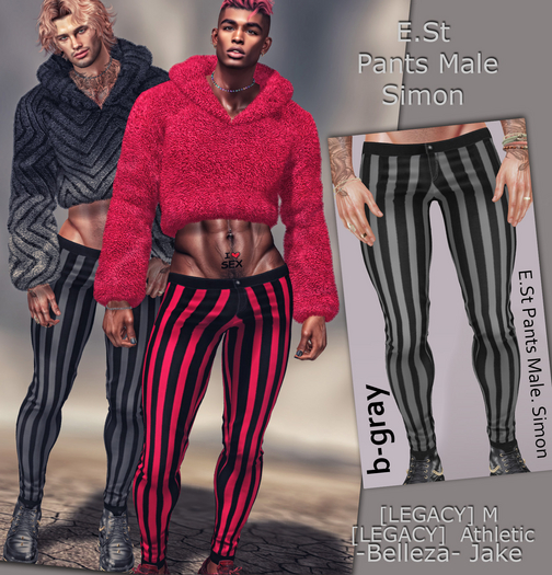 Second Life Marketplace - E.St Pants Male. Simon b-gray
