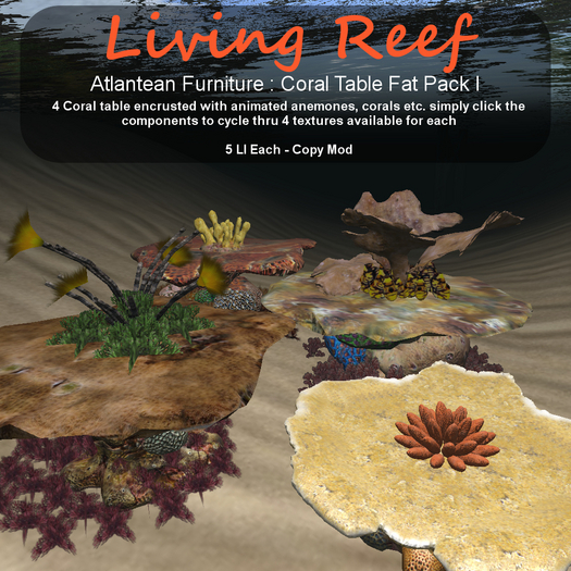 Second Life Marketplace - Inochi Reef - Atlantean - Coral Table Fat Pack I
