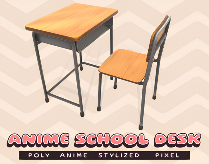 Second Life Marketplace - Anime School Desk (stylized)