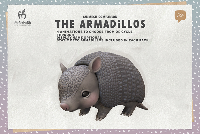 Second Life Marketplace - MishMish - The Armadillo Companion / Grey [Boxed]