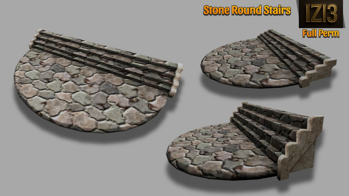 Second Life Marketplace - Stone Round Stairs _ Full Perm (2 Land Impact)
