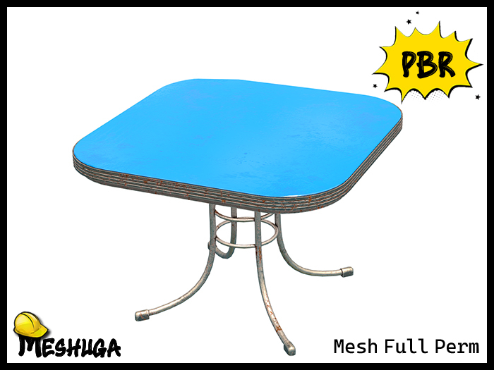 Second Life Marketplace - Meshuga PBR Retro Metal Table FULL PERM MESH