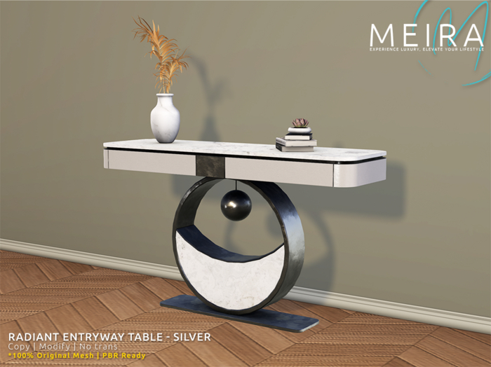Second Life Marketplace - Meira Radiant Entryway Table - Silver