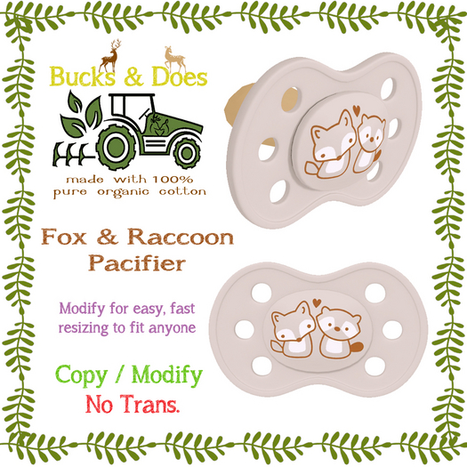 Second Life Marketplace - [Bucks & Does] Raccoon & Fox pacifier
