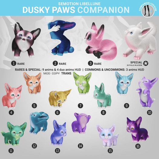 Second Life Marketplace - SEmotion Libellune Dusky Paws Companion RARE 01