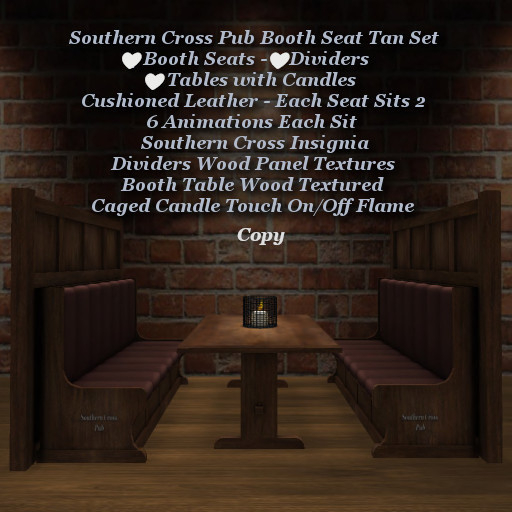 Second Life Marketplace - Southern Cross Booth Seat Tan Set1